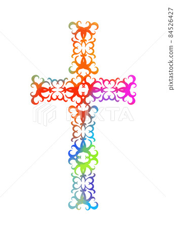 Multi-colored cross of patterns. Vector... - Stock Illustration ...