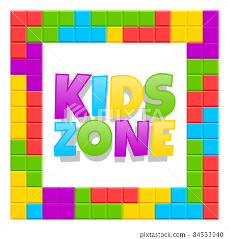 Kids zone logo. Children learning activity sign - Stock Illustration ...