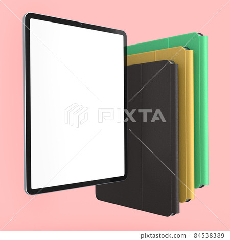 Set of computer tablets with cover case and... - Stock Illustration ...