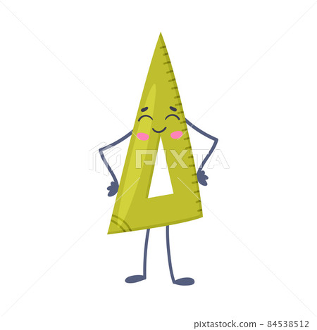 Funny Green Triangular Ruler as Office Supply... - Stock Illustration ...