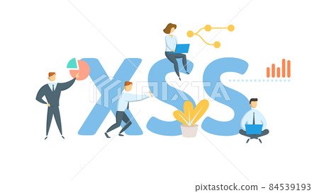 XSS, Cross-site Scripting. Concept with... - Stock Illustration ...