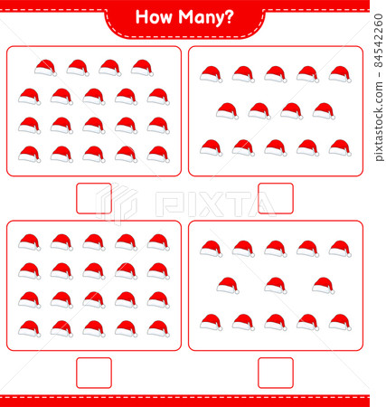 Counting game, how many Santa Hat. Educational... - Stock Illustration ...