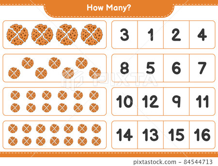 Counting game, how many Cookie. Educational... - Stock Illustration ...