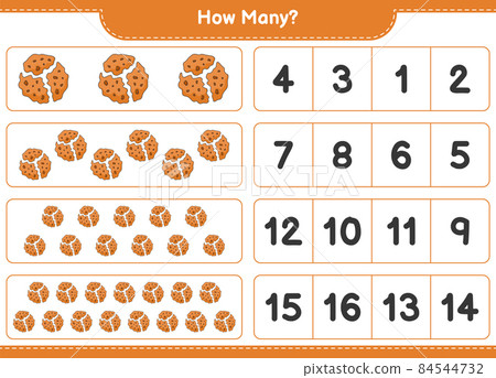 Counting game, how many Cookie. Educational... - Stock Illustration ...