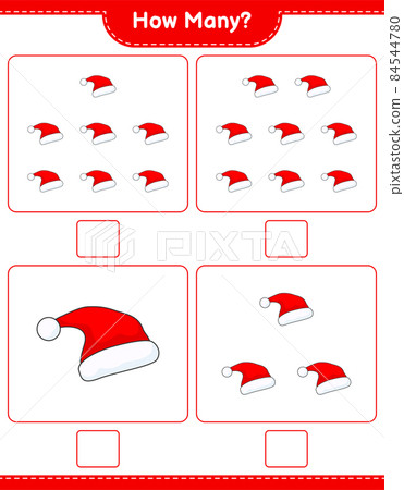Counting game, how many Santa Hat. Educational... - Stock Illustration ...
