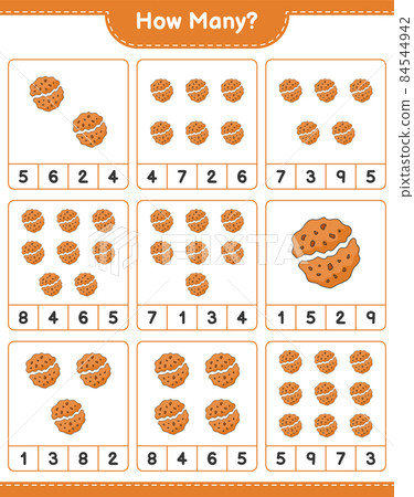 Counting game, how many Cookie. Educational... - Stock Illustration ...