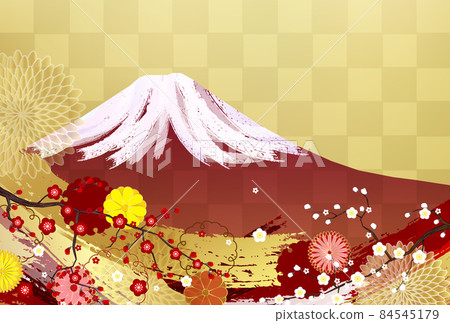Mt. Fuji plum Japanese pattern background - Stock Illustration ...