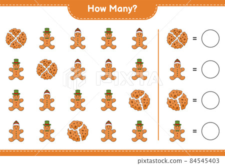 Counting game, how many Cookies and Gingerbread... - Stock Illustration ...