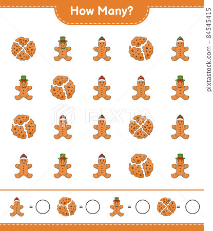 Counting game, how many Cookies and Gingerbread... - Stock Illustration ...
