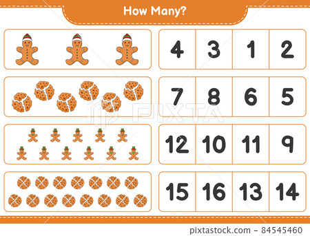Counting game, how many Cookies and Gingerbread... - Stock Illustration ...