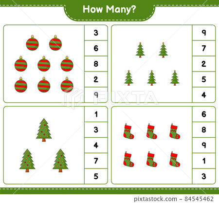 Counting game, how many Christmas Tree,... - Stock Illustration ...