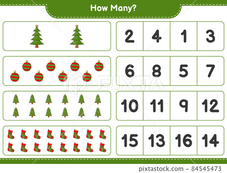 Counting game, how many Christmas Tree,... - Stock Illustration ...