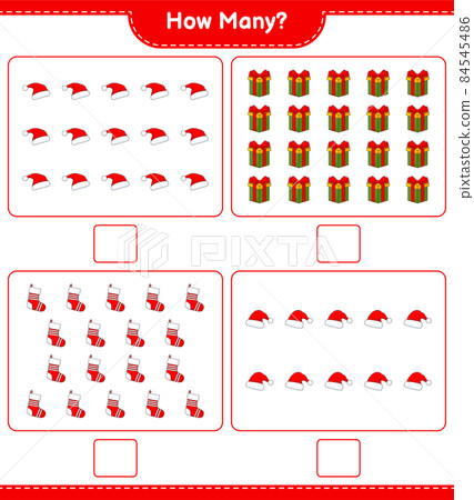 Counting game, how many Santa Hat, Gift Box,... - Stock Illustration ...