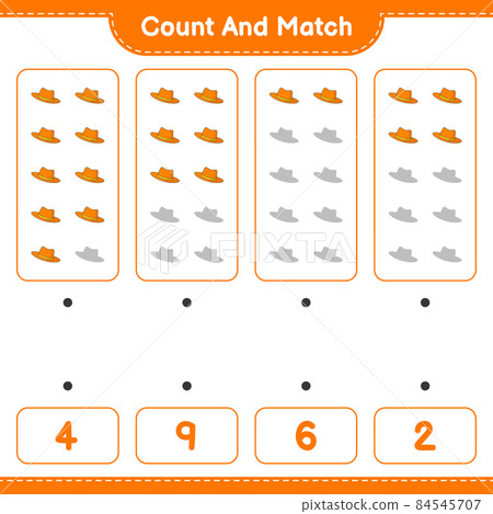 Count and match, count the number of Summer Hat... - Stock Illustration ...