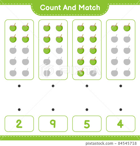 Count and match, count the number of Coconut... - Stock Illustration ...