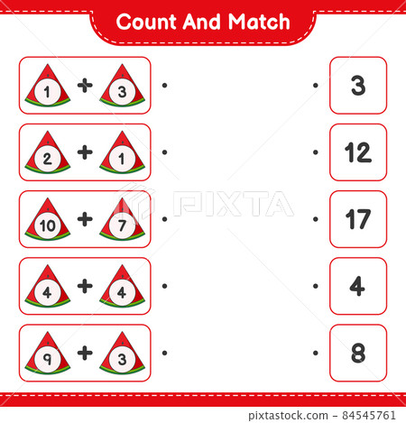 Count and match, count the number of Watermelon... - Stock Illustration ...
