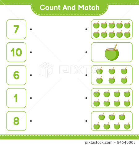 Count and match, count the number of Coconut... - Stock Illustration ...