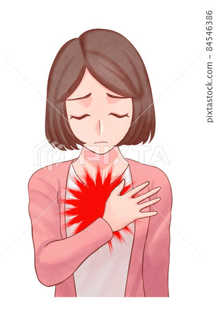 Illustration of a woman with a wound on her chest - Stock Illustration ...