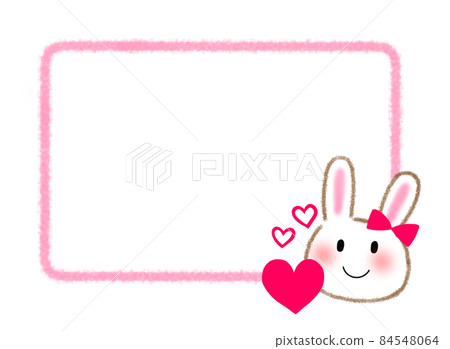 Cute frame of rabbit and heart - Stock Illustration [84548064] - PIXTA