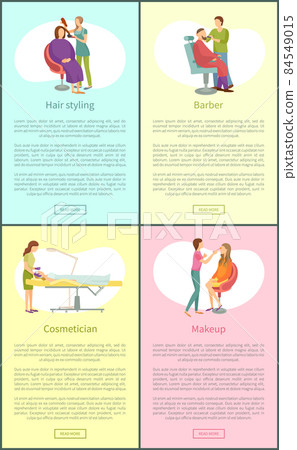 Hair Styling Procedures Posters Text Set Vector - Stock Illustration ...
