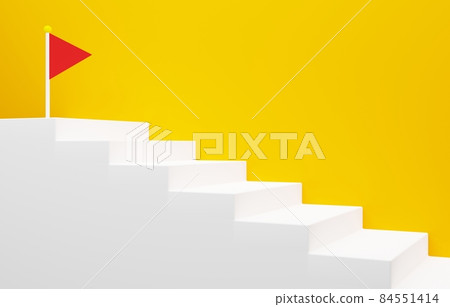 3D material_simple stairs and flags - Stock Illustration [84551414] - PIXTA