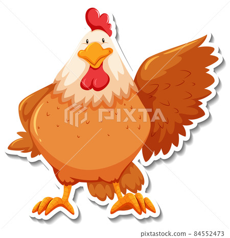 Chicken animal farm animal cartoon sticker - Stock Illustration ...