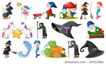 Set of fantasy fairy tale characters and elements - Stock Illustration ...