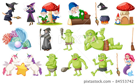 Set of fantasy fairy tale characters and elements - Stock Illustration ...