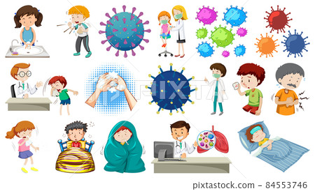 Set of sick people with different syptoms - Stock Illustration ...