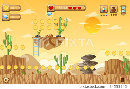 Game Template Desert Forest Scene-插圖素材 [84555343] - PIXTA圖庫