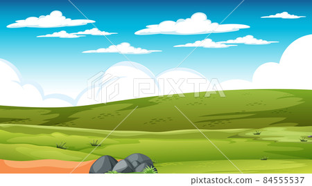 Blank meadow landscape scene at daytime - Stock Illustration [84555537 ...