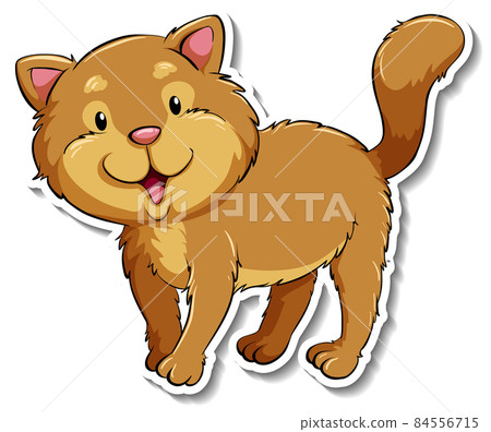 A sticker template of cat cartoon character - Stock Illustration ...