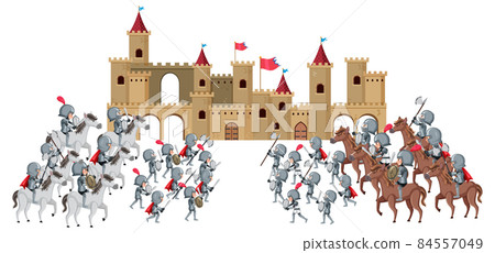 Medieval war cartoon on white backgrond - Stock Illustration [84557049 ...