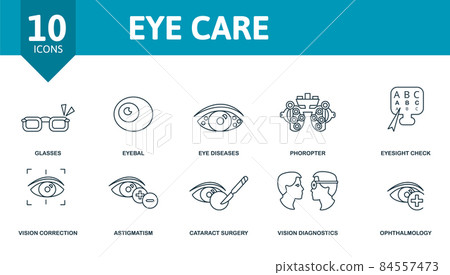 Eye Care icon set. Collection of simple... - Stock Illustration ...