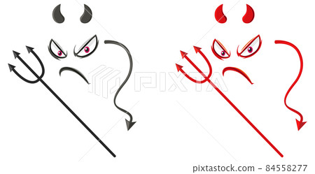 Set of devil facial expression for decor - Stock Illustration [84558277 ...
