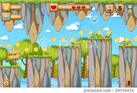 Game Template Nature Forest Scene - Stock Illustration [84558414] - PIXTA