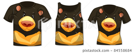 Different types of tops with black bear pattern - Stock Illustration ...