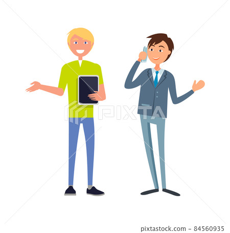 Cheerful Man in Formal Wear and Executive Worker - Stock Illustration ...