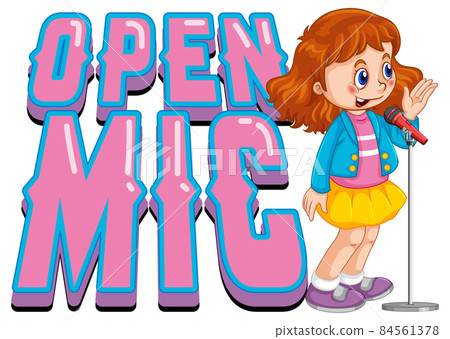 Open mic logo design with singer girl cartoon...-插圖素材 [84561378] - PIXTA圖庫