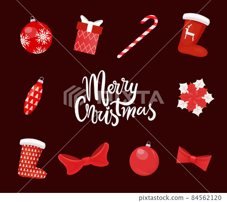 Merry Christmas Red Greeting Paper Card Vector - Stock Illustration ...