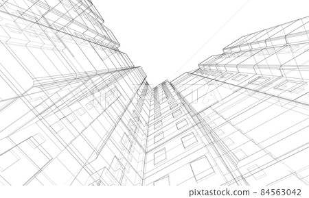 Wire-frame model of a multi-storey building - Stock Illustration ...