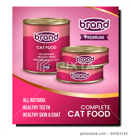 Cat Food Blank Metallic Jar Promo Banner Vector - Stock Illustration ...