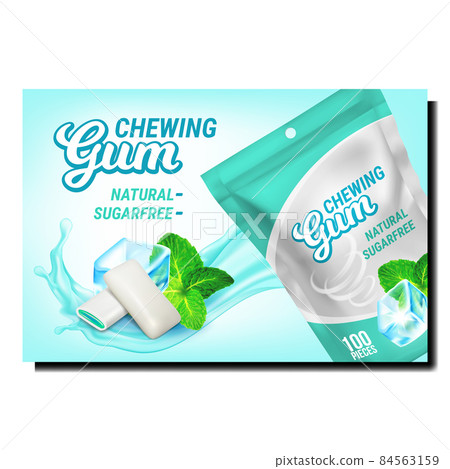 Chewing Bubble Gum Creative Promo Poster Vector - Stock Illustration ...