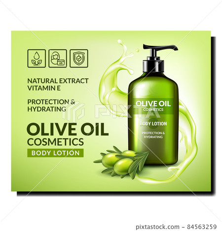 Olive Oil Body Lotion Promotional Poster Vector - Stock Illustration ...