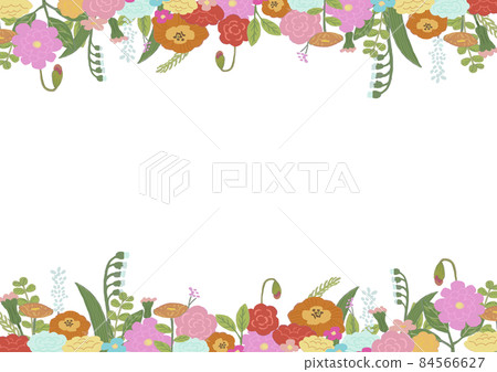 Flat flower frame heading copy space - Stock Illustration [84566627 ...