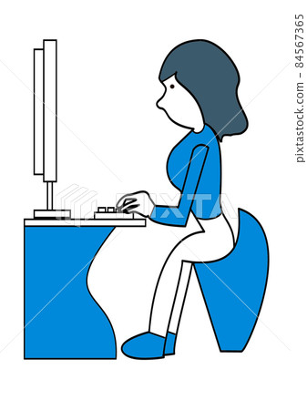 A woman striking a personal computer - Stock Illustration [84567365 ...