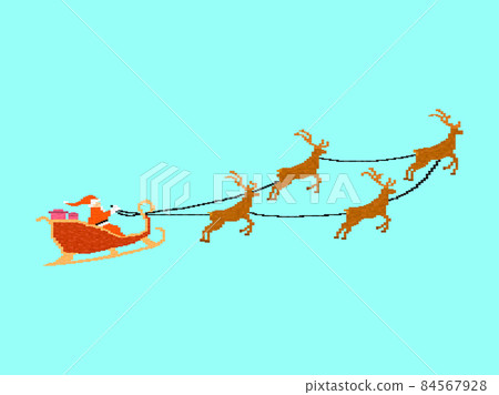 Pixel art Santa Claus in a sleigh with... - Stock Illustration ...