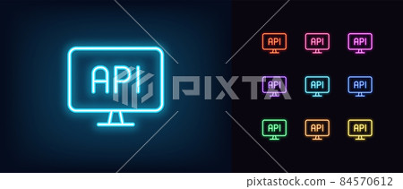 Outline neon API icon. Glowing neon computer... - Stock Illustration ...