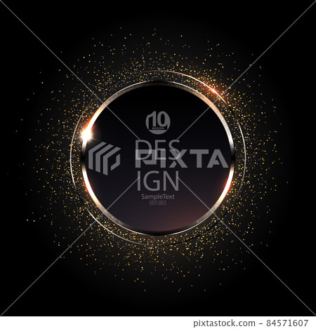Black illustration, round frame with shiny... - Stock Illustration ...
