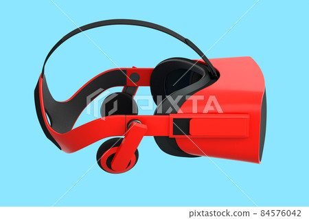 Virtual red reality glasses isolated on blue... - Stock Illustration ...